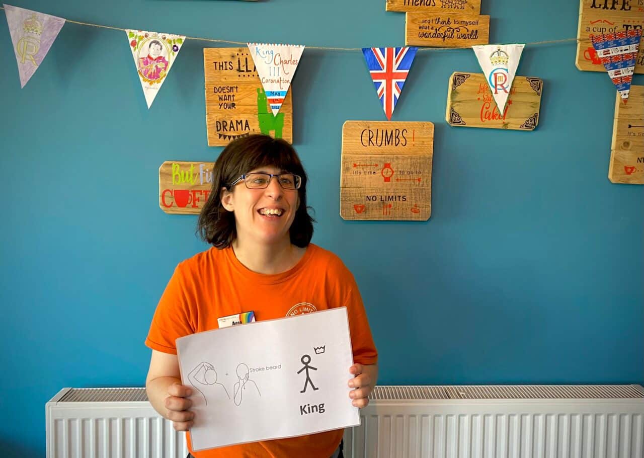 Anna is helping to teach us all Makaton signs for café and everyday use ...